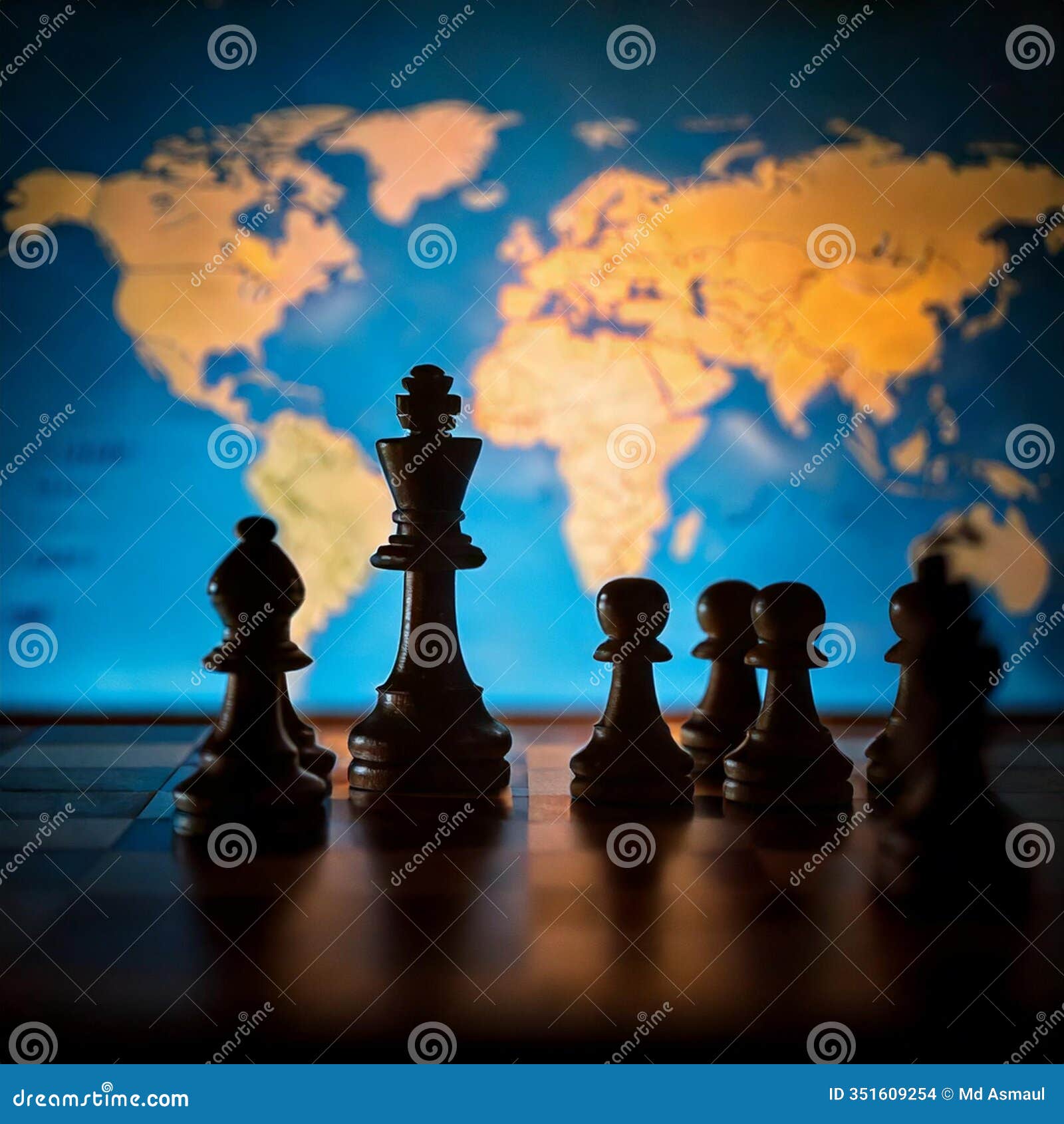 Chess Silhouette and Blurred Political Map- Strategy and Geopolitics ...