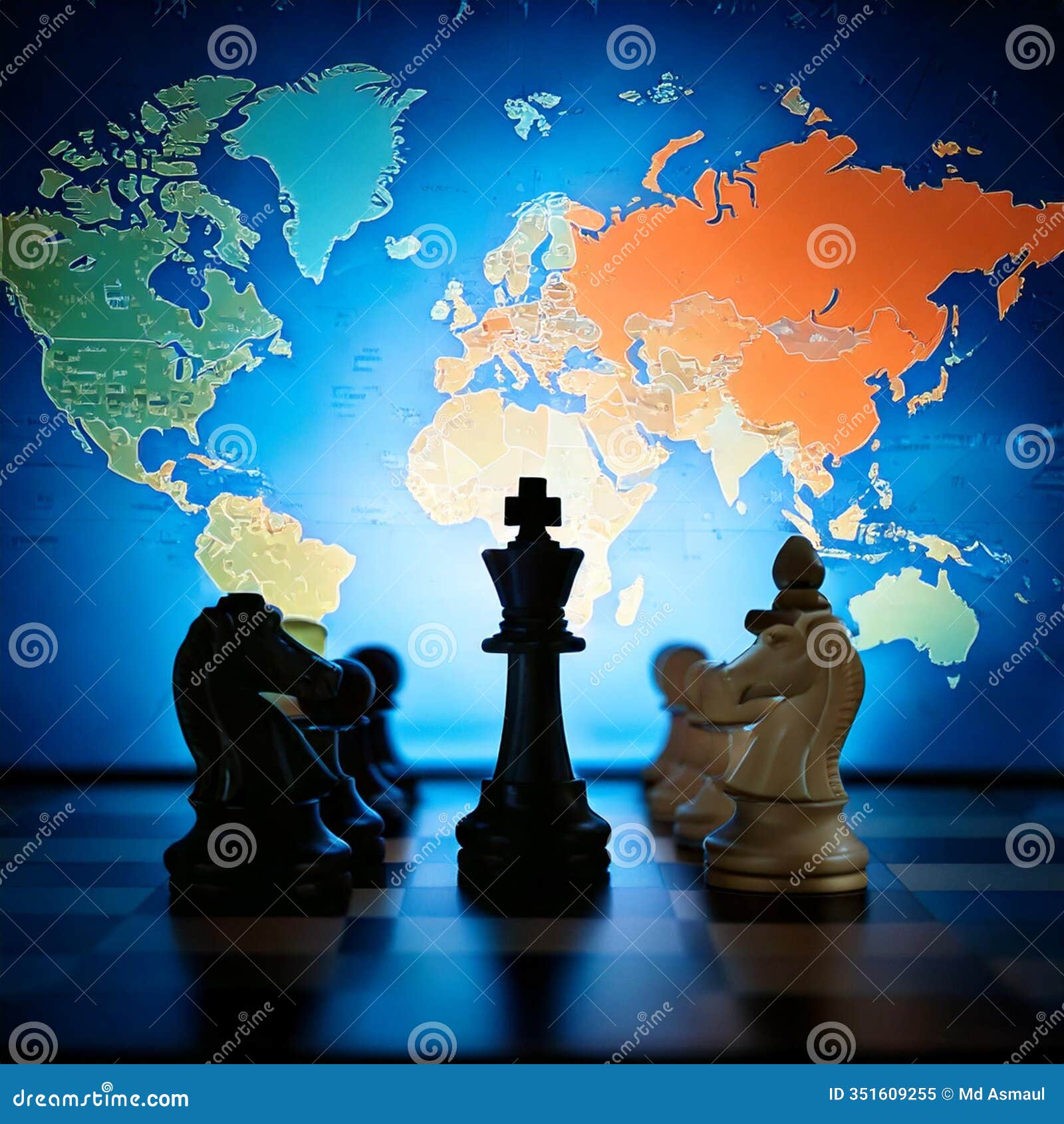 Chess Silhouette and Blurred Political Map- Strategy and Geopolitics ...