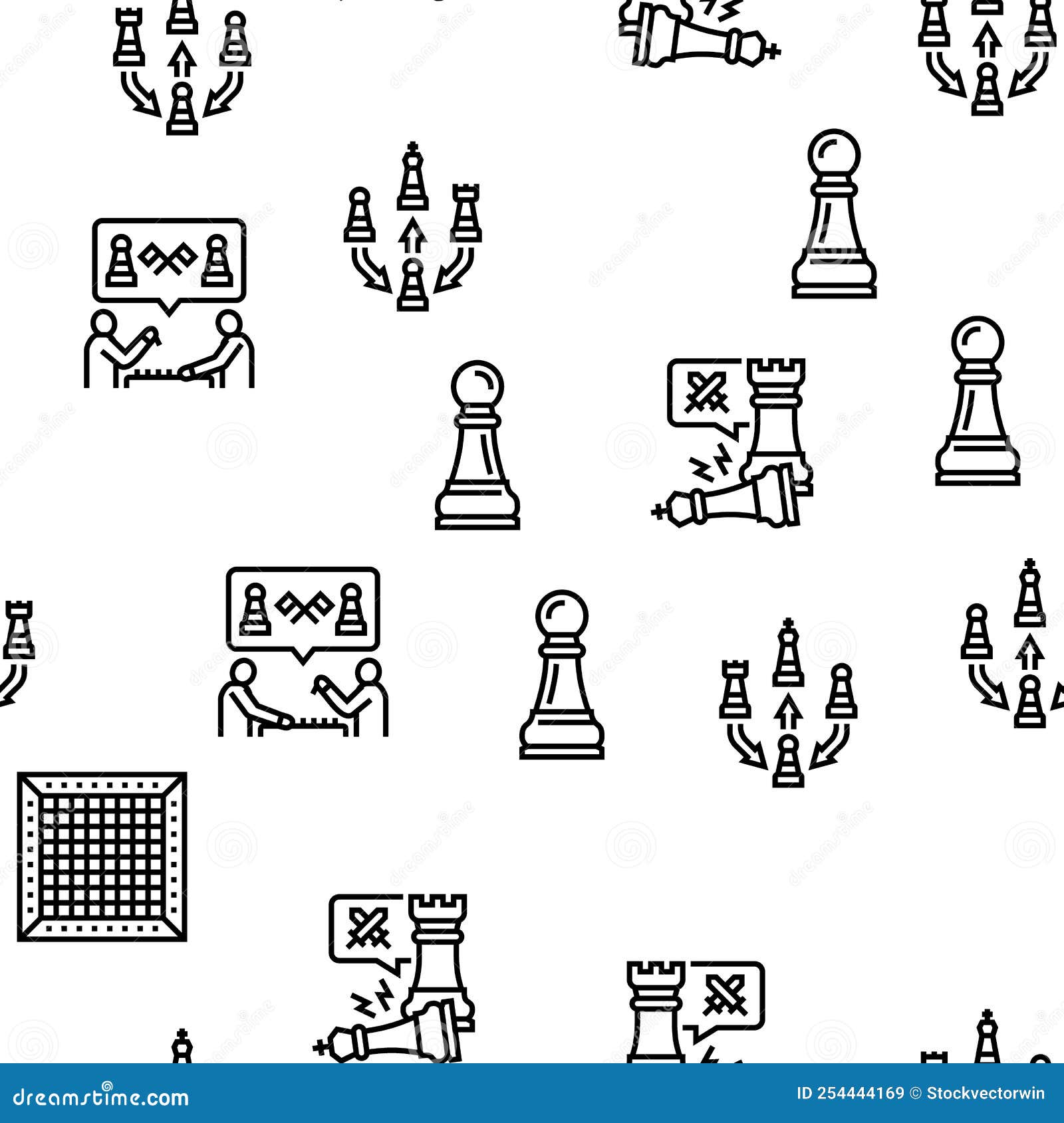 Chess Smart Strategy Game Figure Vector Seamless Pattern Stock Vector ...