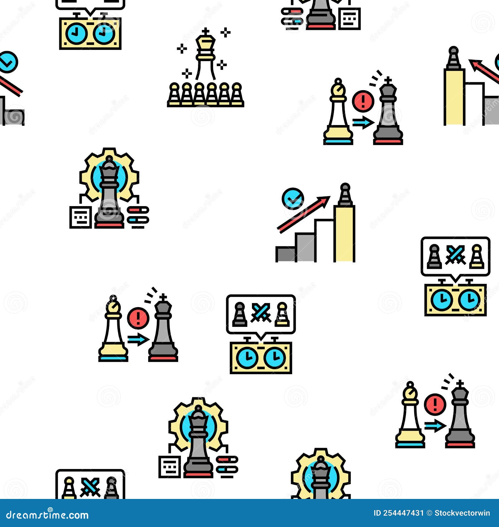 Chess Smart Strategy Game Figure Vector Seamless Pattern Stock Vector ...