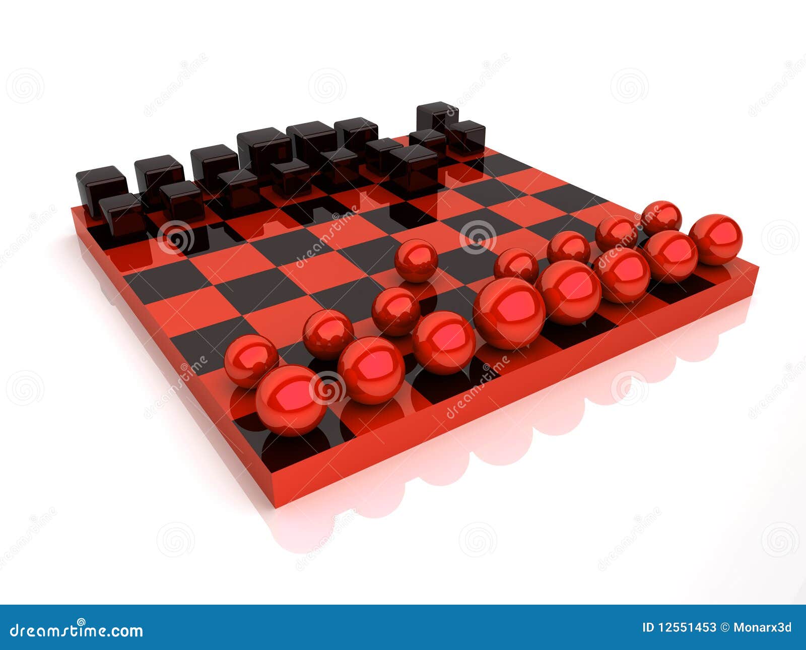 Chess with Spheres and Cubes Stock Illustration - Illustration of ...