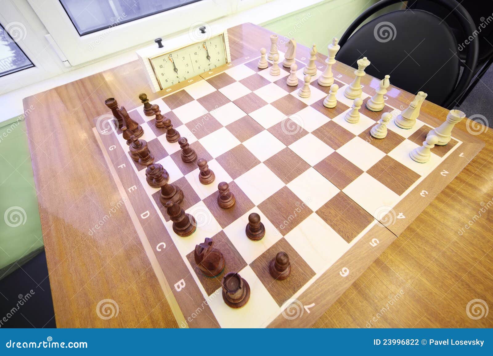 Chess Stand on Chessboard in Room of Chess Club Stock Photo - Image of ...