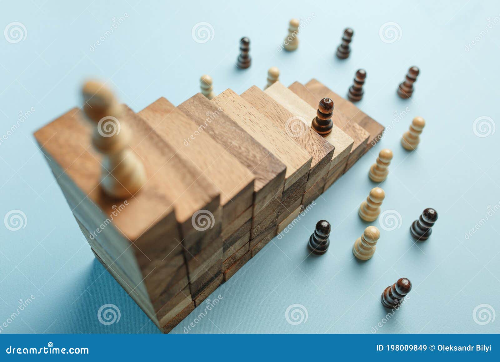 Chess Standing on Pyramid of Wooden Building Block Stock Image - Image ...