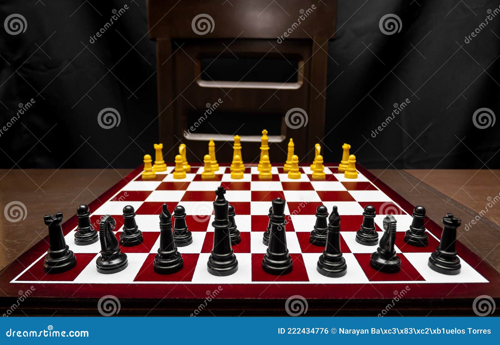 Chess Table Game with Yellow an Black Pieces, Chess Game Concept Stock ...