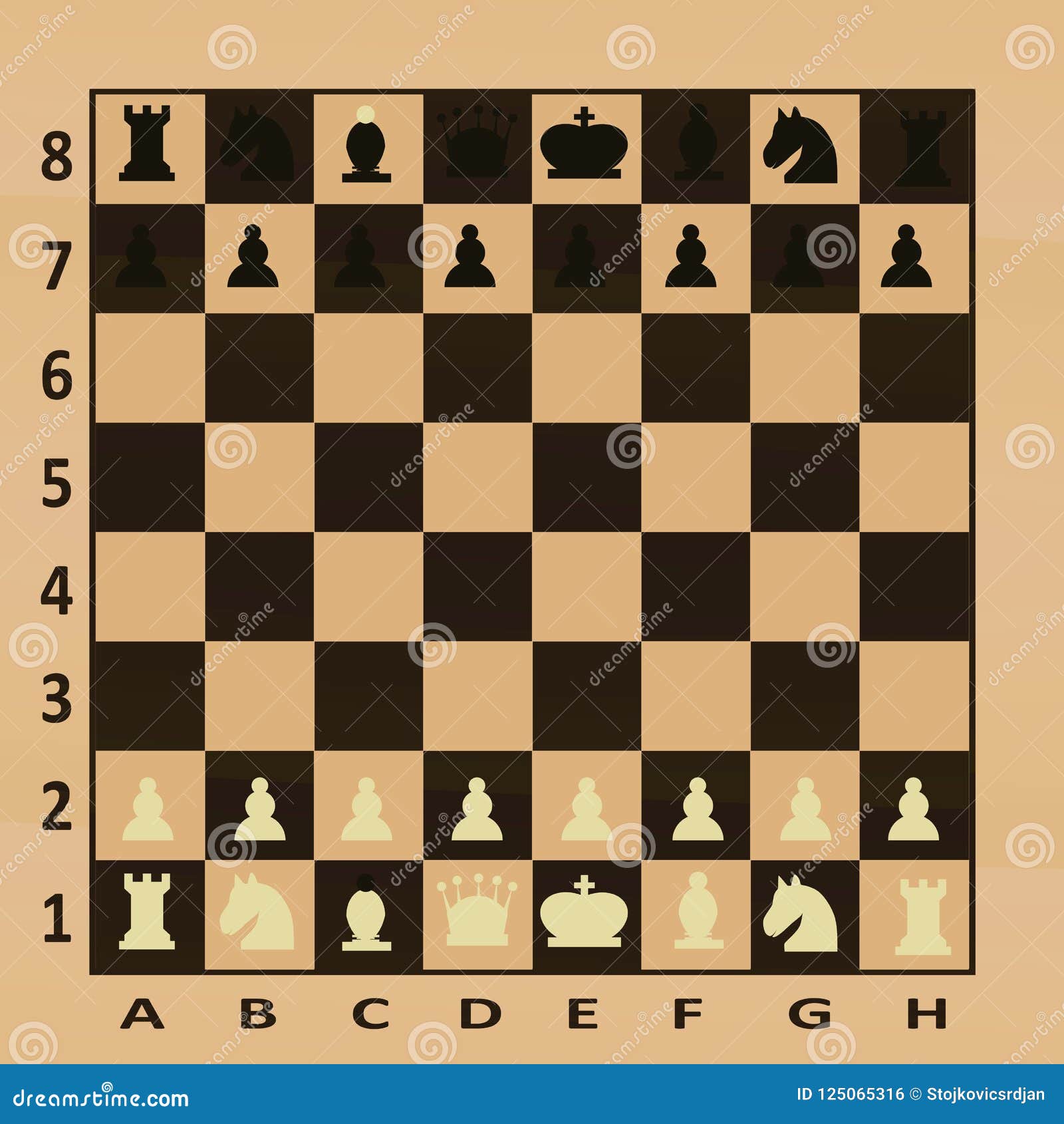 Chess table, top view stock vector. Illustration of move - 125065316