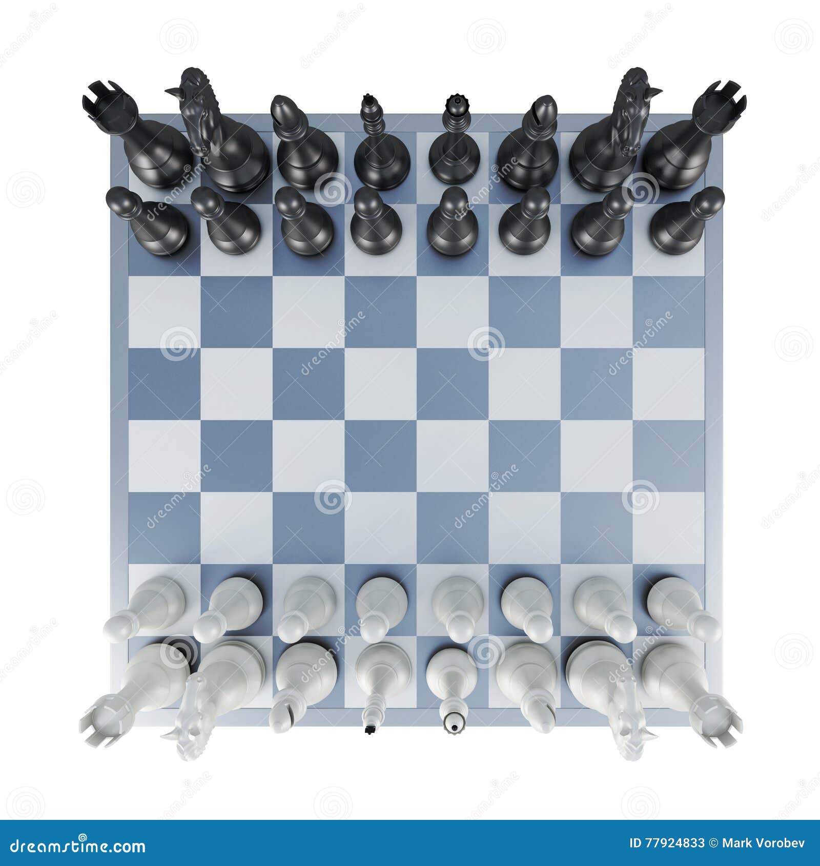 Chess Top View Isolated on White Background. 3d Rendering Stock ...