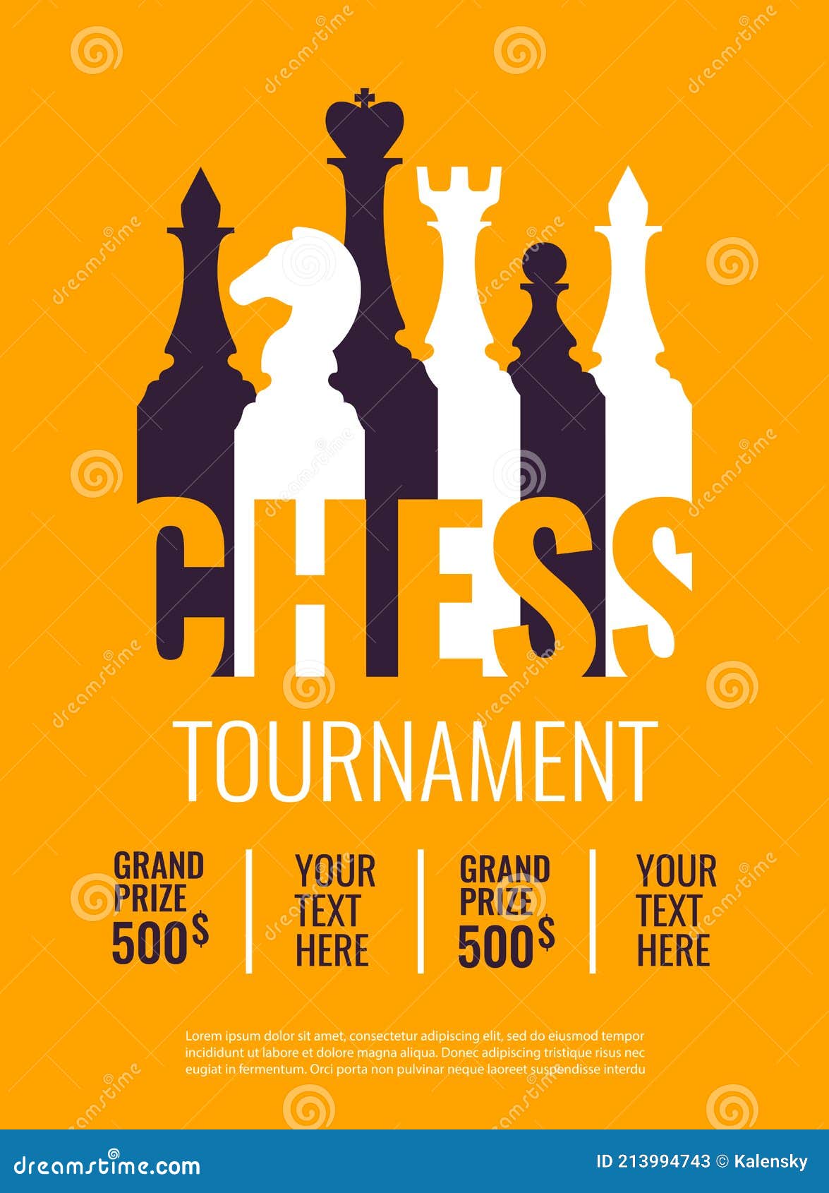 Chess Tournament Posters Set Template With Board Vector Illustration ...
