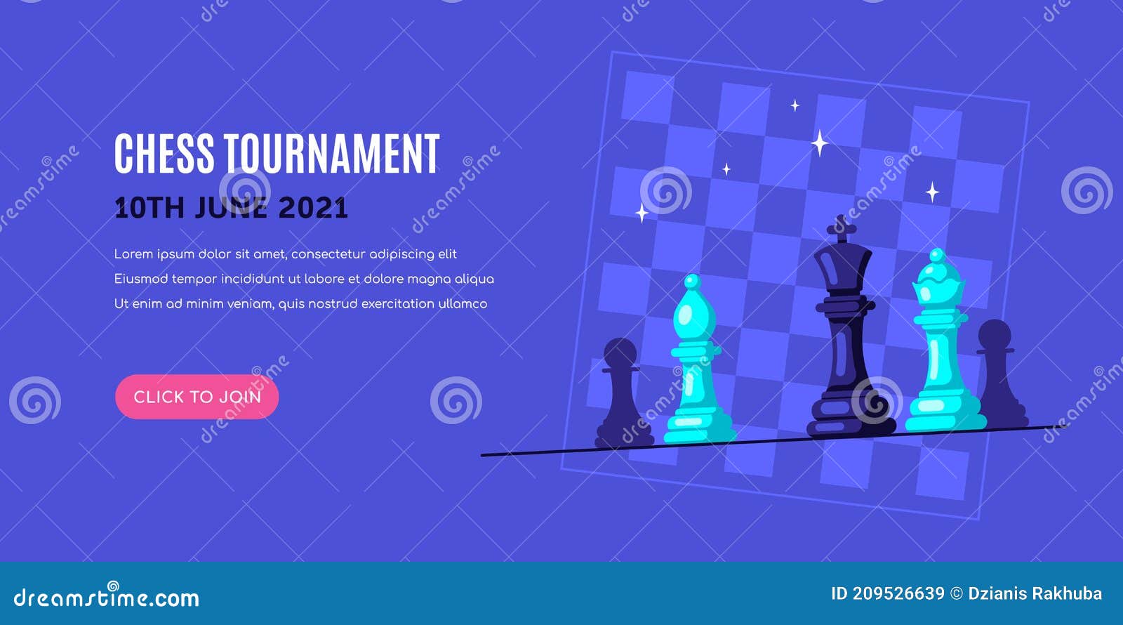 Chess Tournament Banner Template, Flat Vector Illustration Stock Vector ...