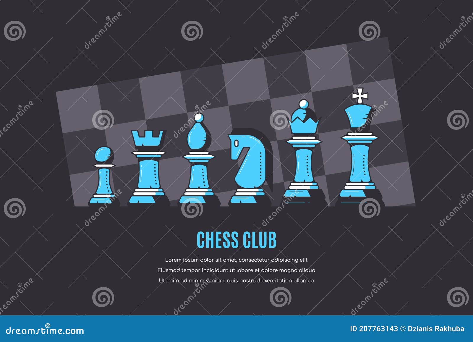 Chess Tournament Banner Template, Outline Vector Illustration Stock ...