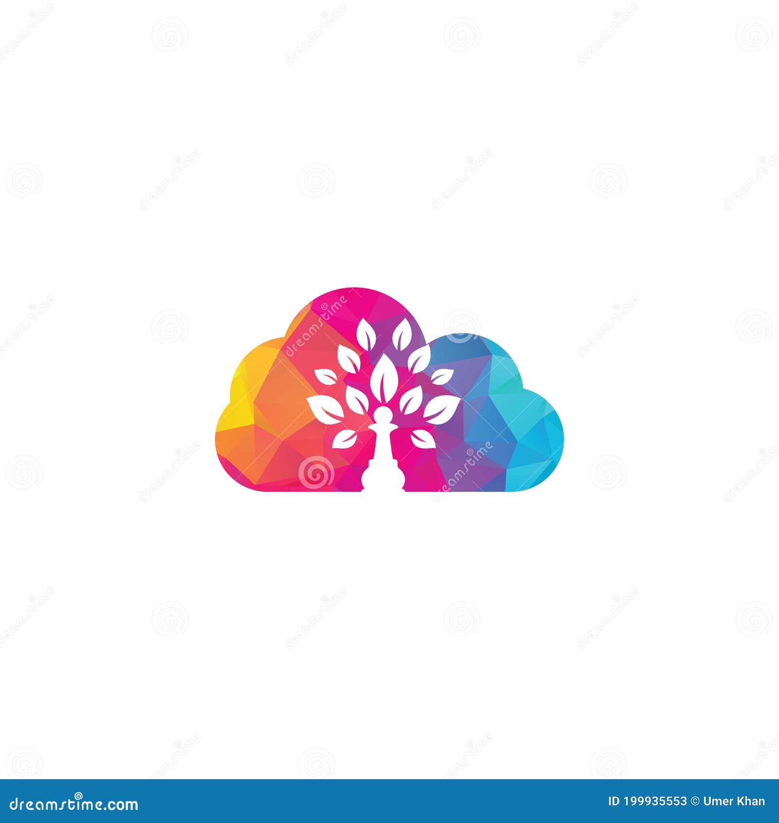 Chess Tree Cloud Shape Concept Logo Design. Stock Vector - Illustration ...