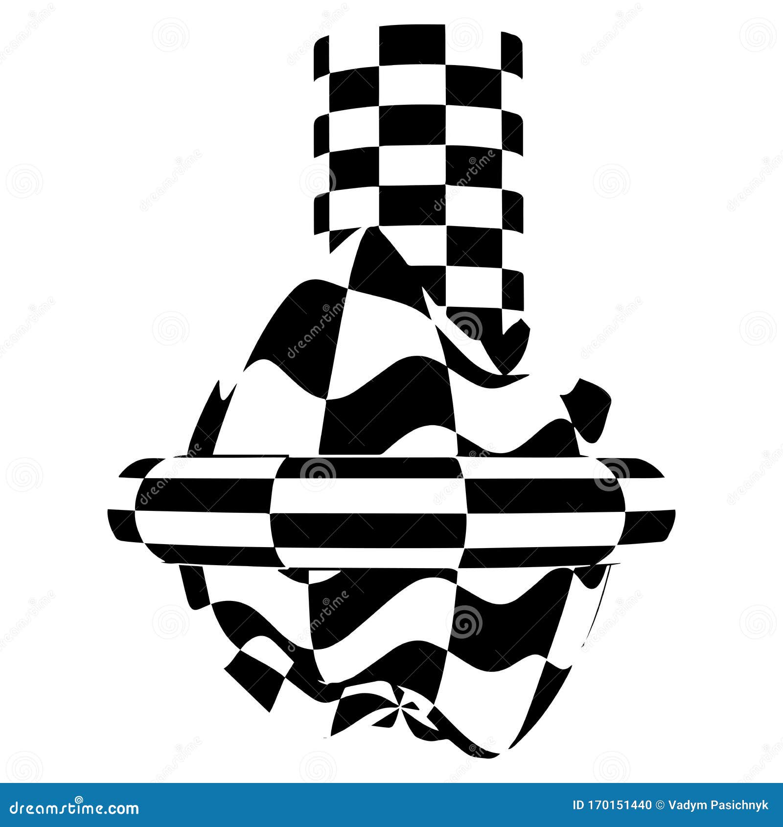 Chess Waves Board. Optical Illusion Sphere. Abstract 3d Black and White ...