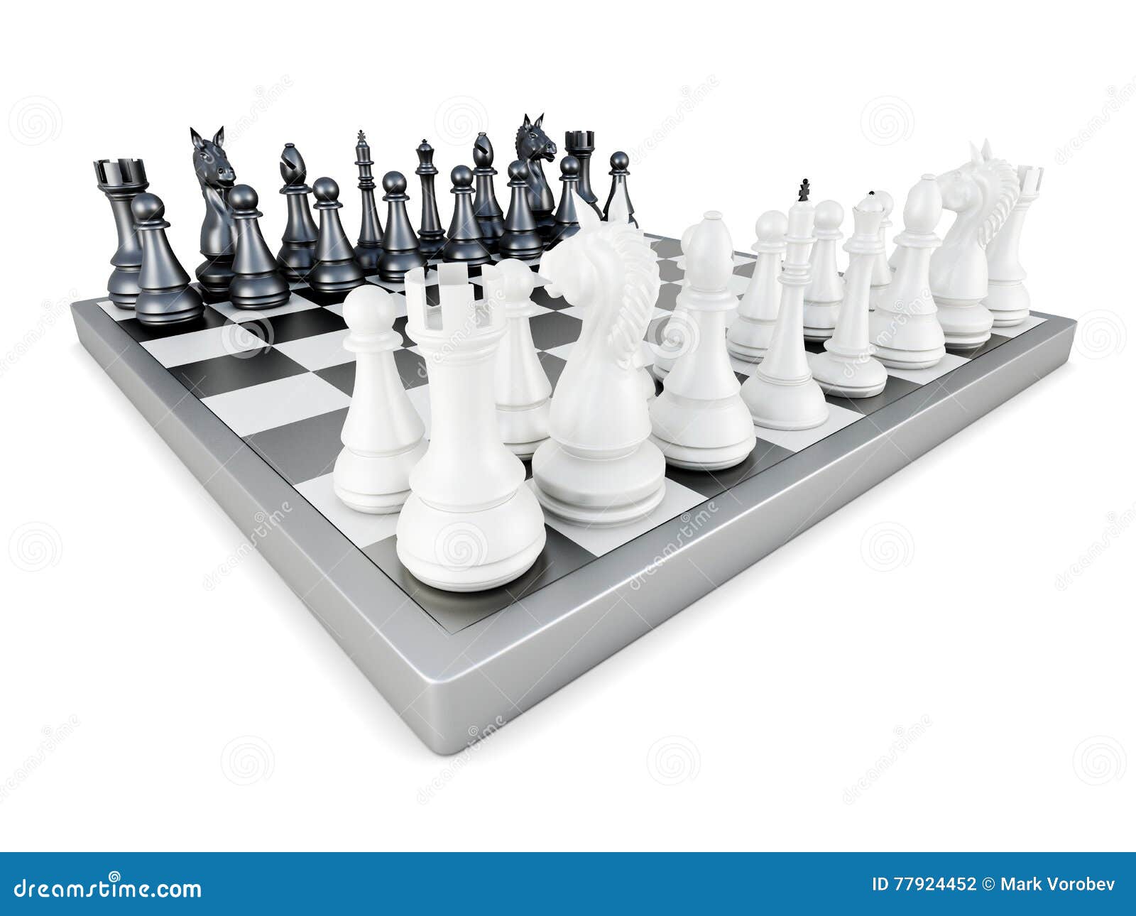 Chess on White Background. 3d Rendering Stock Illustration ...