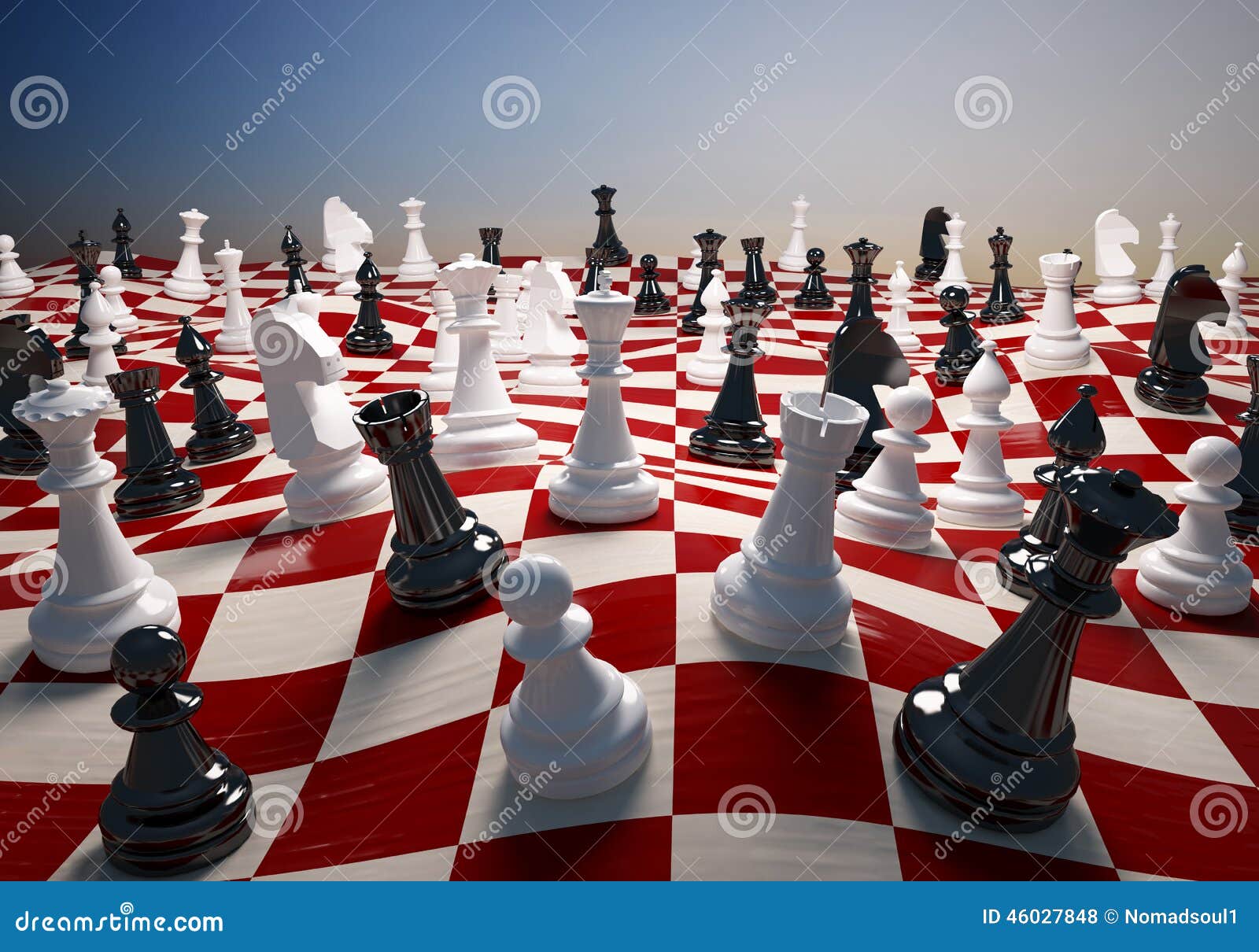 Chess White and Black on the Waving Chess Field Stock Photo - Image of ...