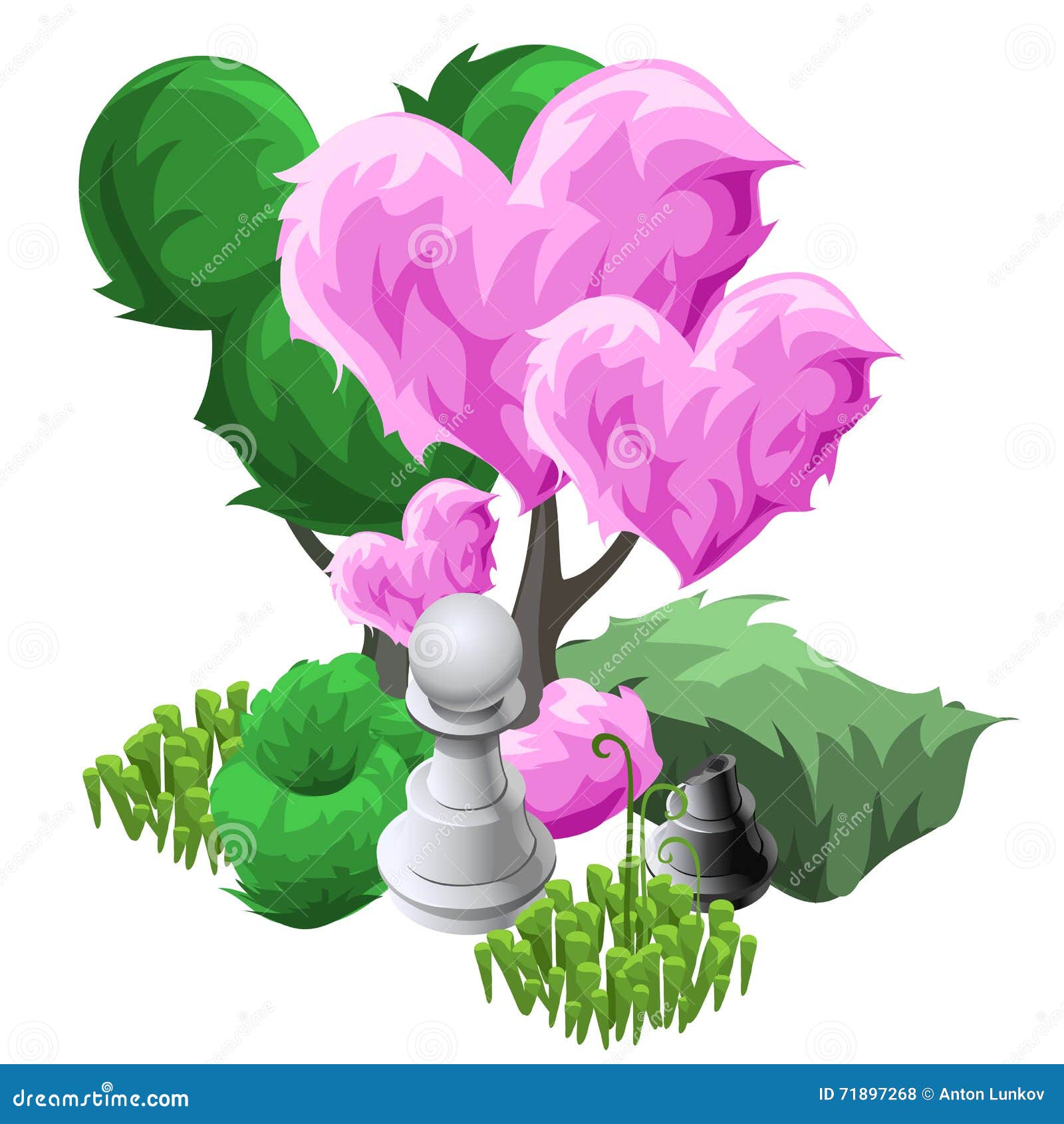 Chess White Pawn and Trees in the Shape of Heart Stock Vector ...