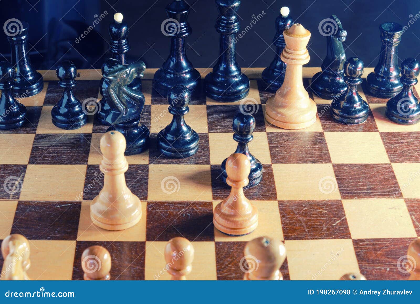 In Chess, the White Queen Checked the Black King Stock Photo - Image of ...