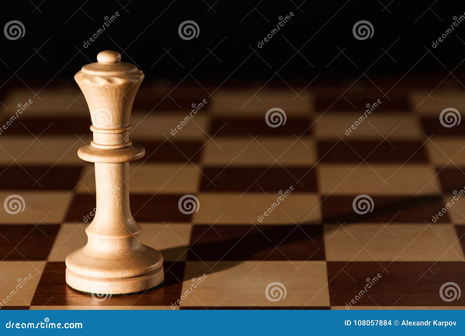 White Queen on a Chessboard. Stock Photo - Image of check, chessboard ...