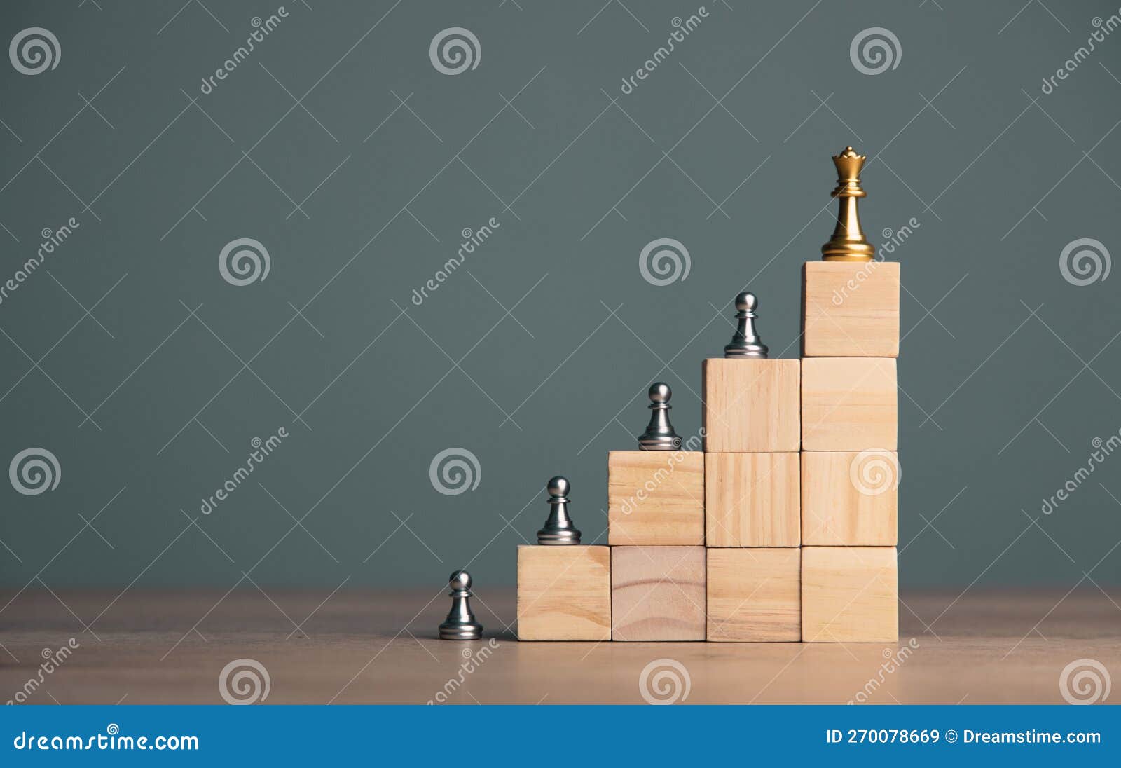 Chess on the wooden blocks stock image. Image of leadership - 270078669