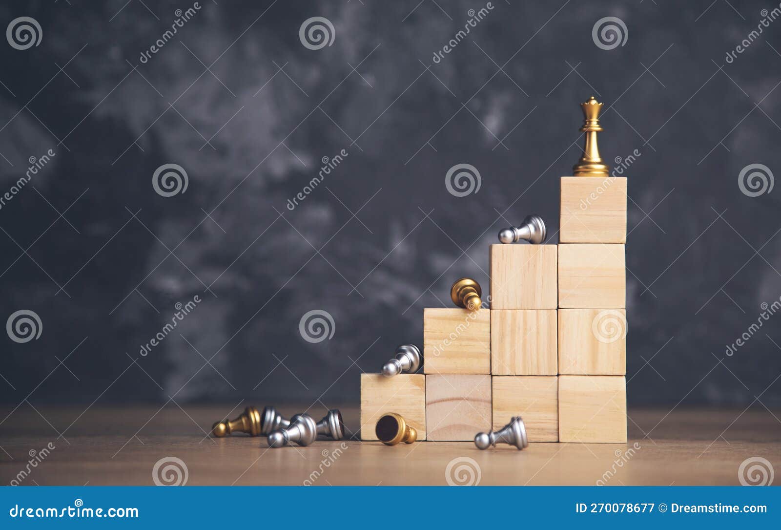 Chess on the wooden blocks stock image. Image of game - 270078677