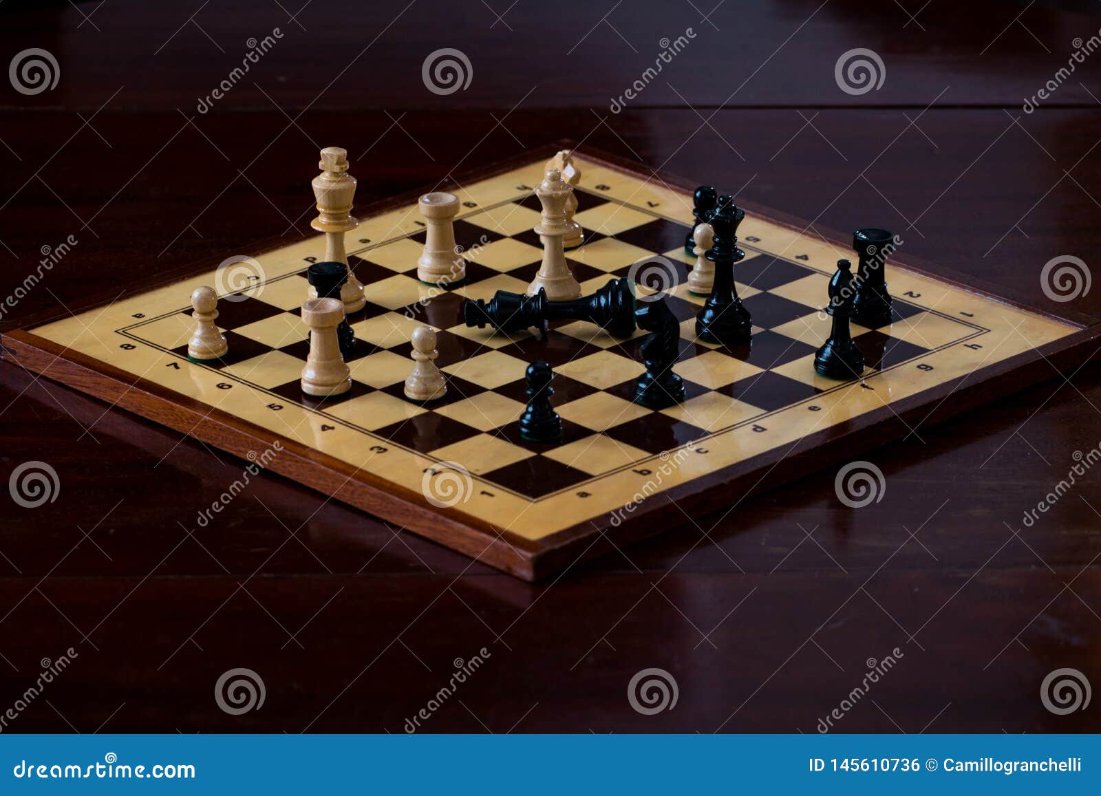 Chessboard with check mate stock photo. Image of black - 145610736