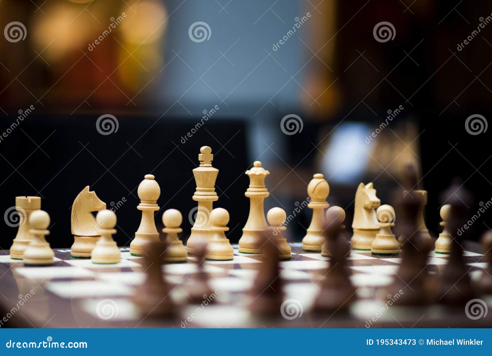 Chessboard / Checkerboard with Pawns and Great Depth of Field. Stock ...