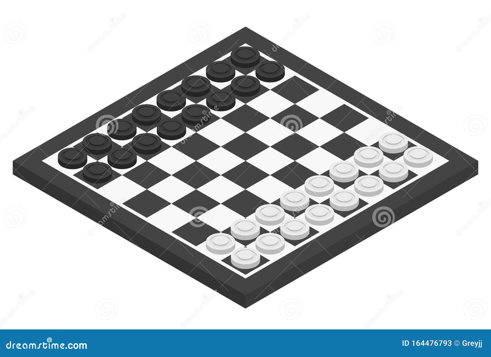 Chessboard and Checkers on it. Isometric View Stock Vector ...