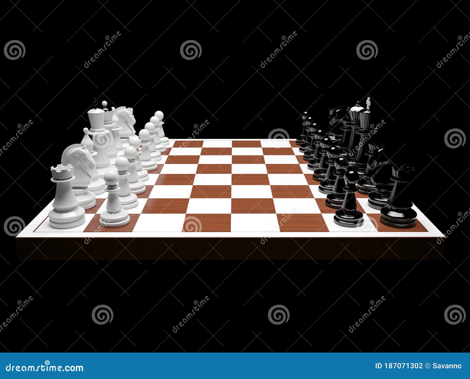 Chessboard with Chess Pieces. Side View Stock Illustration ...