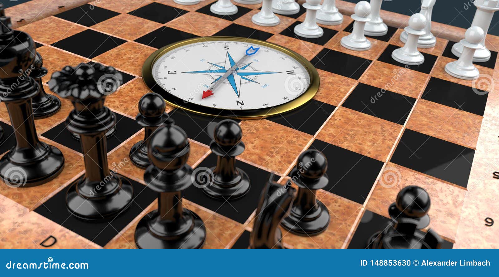 Wooden Chessboard Compass stock illustration. Illustration of castling ...