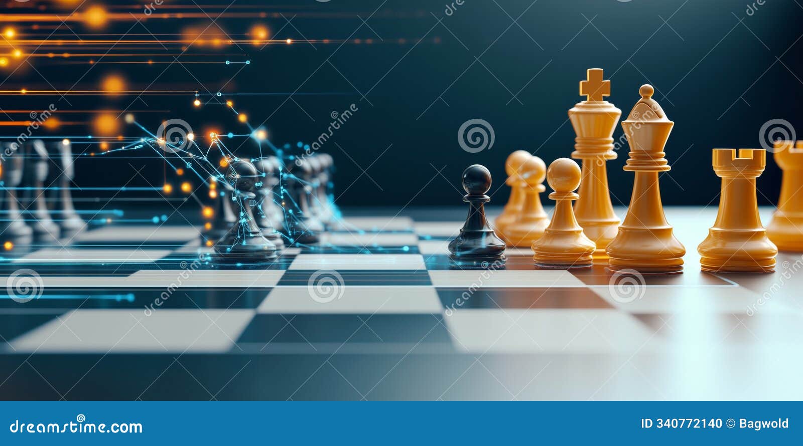 Chessboard with Digital Elements Showing Strategy and Innovation in ...