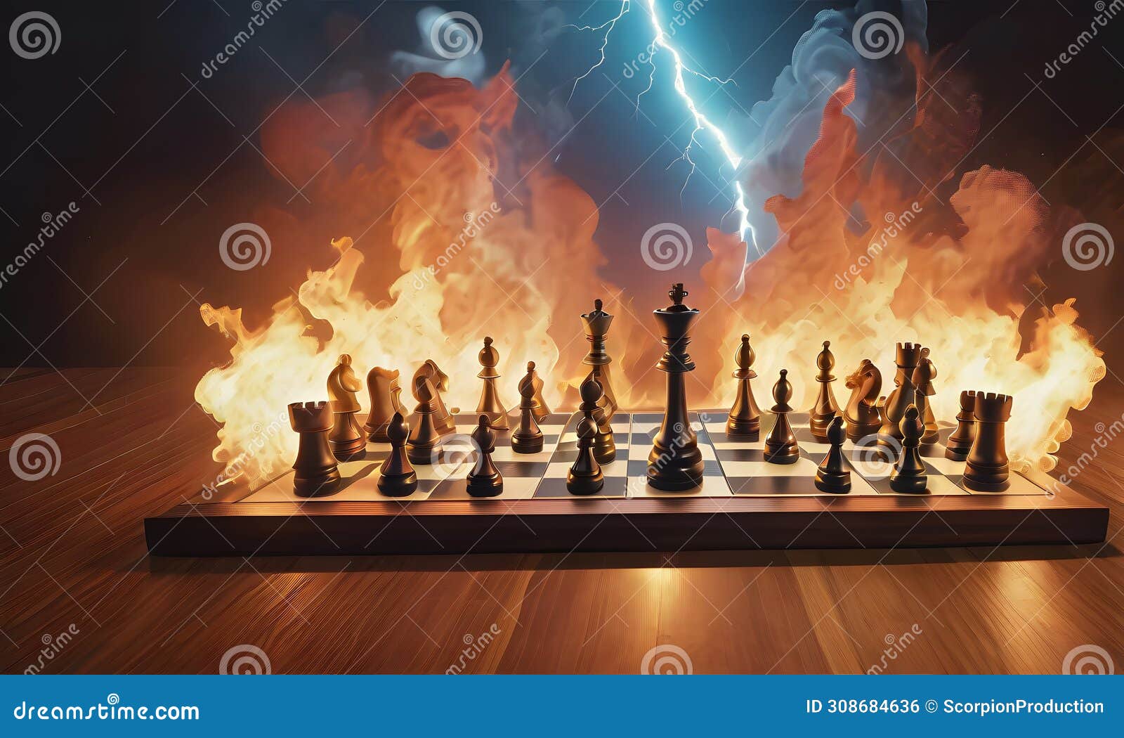 Chessboard Lightning Strike: the Decisive Move Stock Photo - Image of ...
