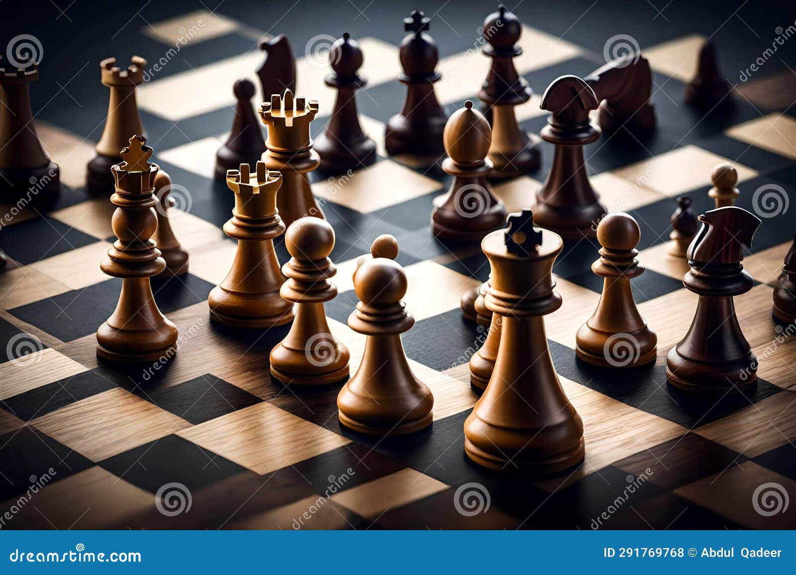 A chessboard with pieces stock photo. Image of high - 291769768