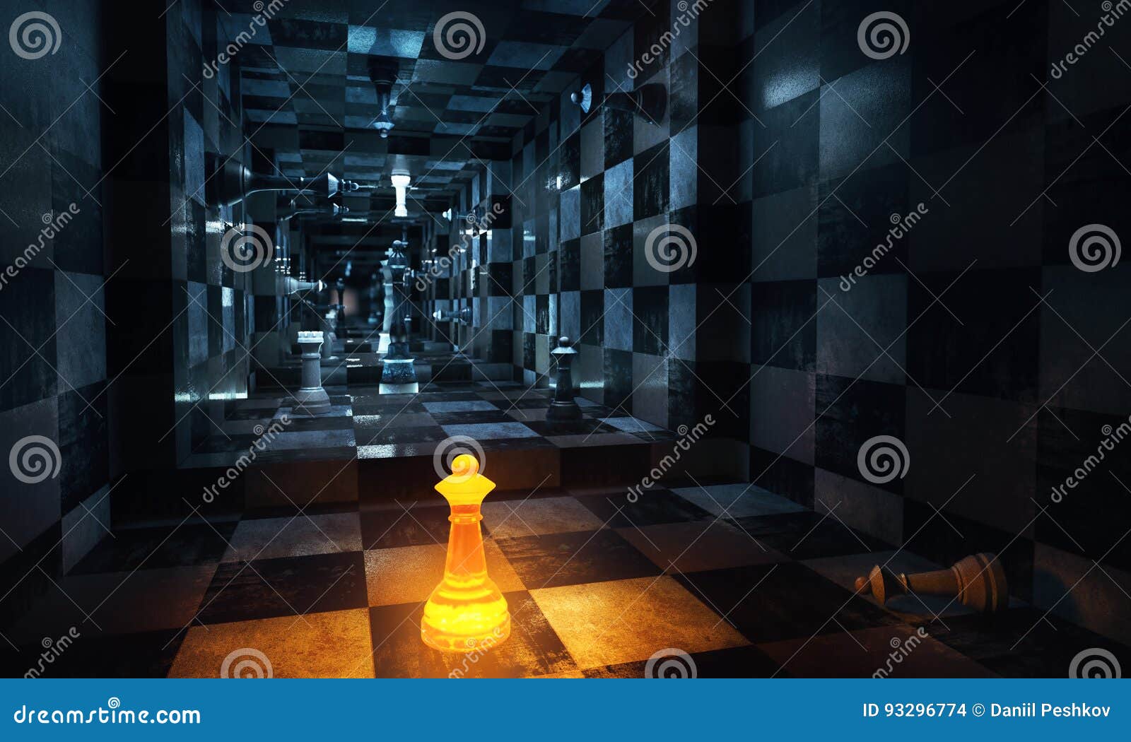 Chessboard room interior stock illustration. Illustration of pattern ...