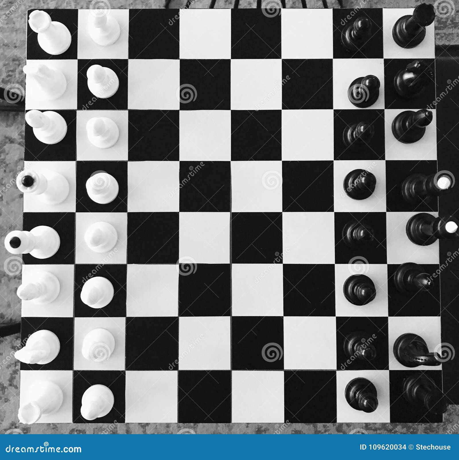 A Bird`s Eye View of a Vintage Black and White Chess Board Stock Photo ...