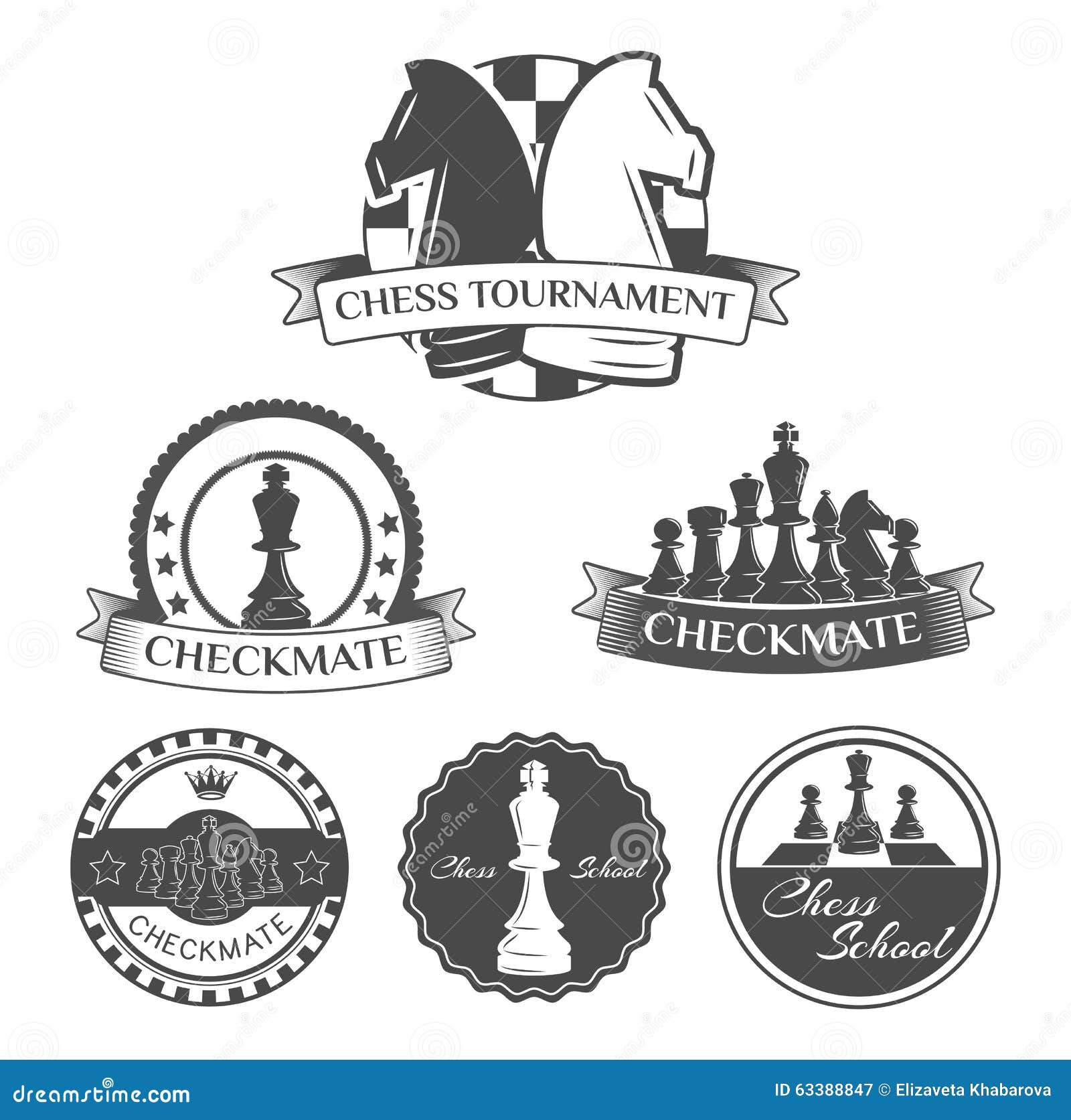 Chessmen and Chess Lables Set. Vector Illustration Stock Vector ...