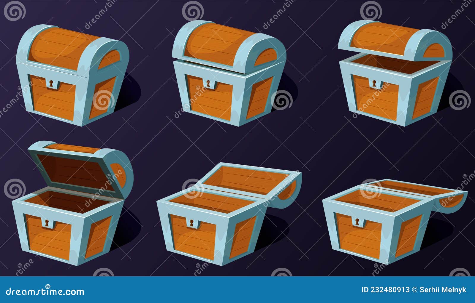 Chest Animation. Cartoon Empty Treasure Casket Opening Frames. Closed ...