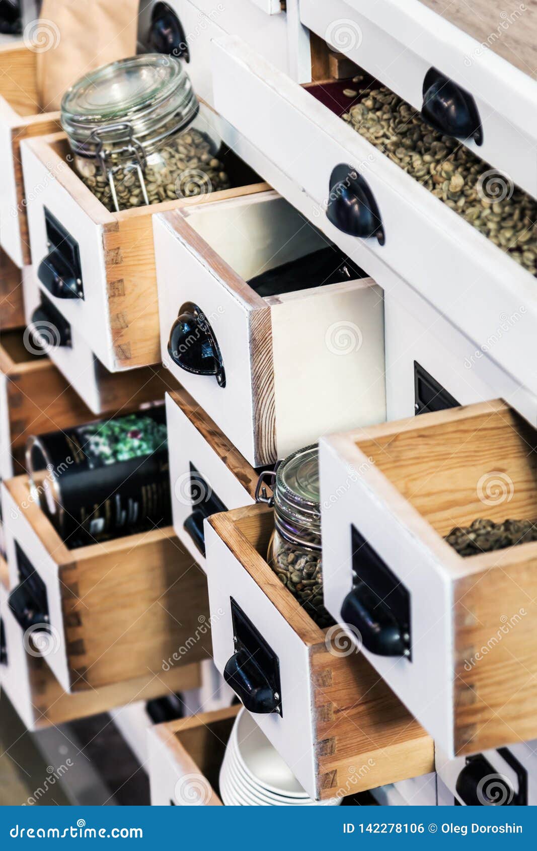 Chest with an Assortment of Different Types of Coffee Stock Photo ...