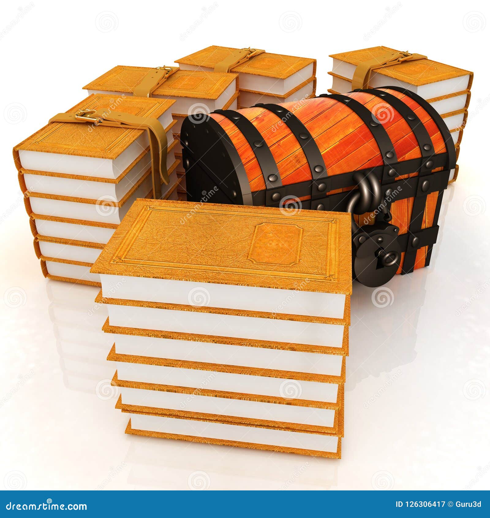 Chest and Books stock illustration. Illustration of metal - 126306417