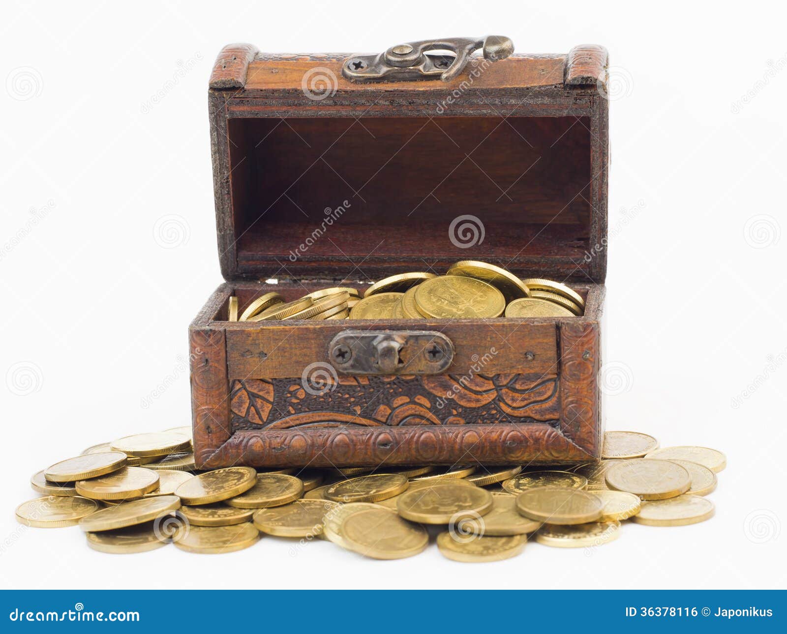 Chest with coins stock photo. Image of cash, concept - 36378116