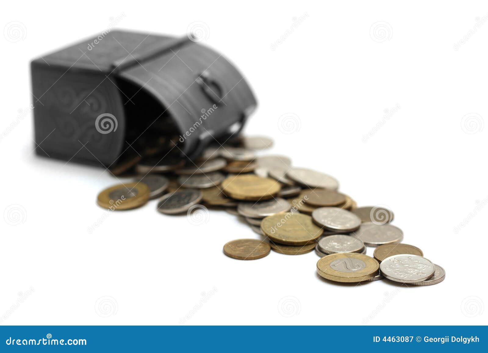 Chest with coins, isolated stock image. Image of economize - 4463087