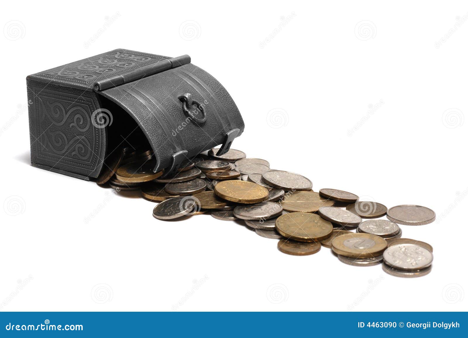 Chest With Coins Spilled Out Picture. Image: 4463090