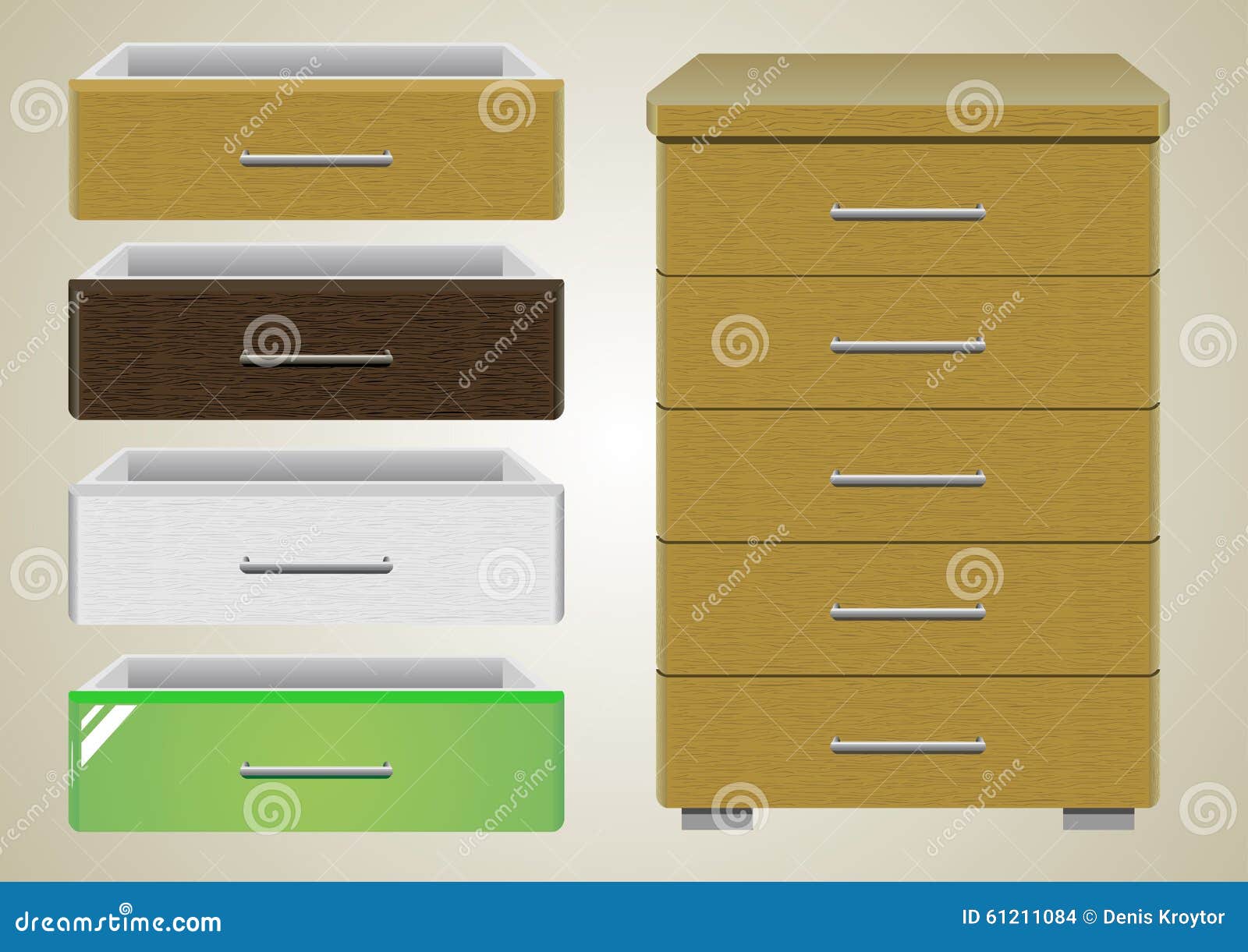 Chest of drawers 1. stock vector. Illustration of handles - 61211084
