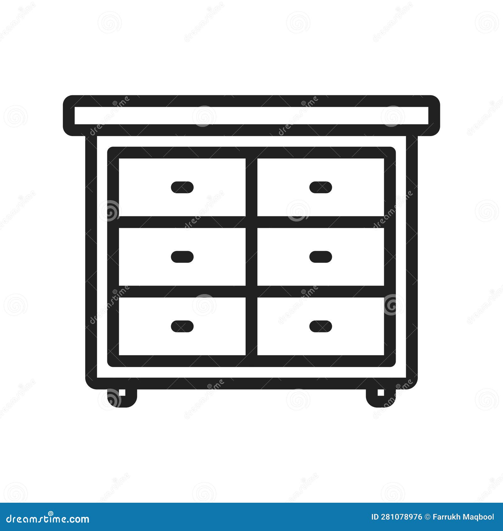 Chest of Drawers Icon Image. Stock Vector - Illustration of icon, home ...