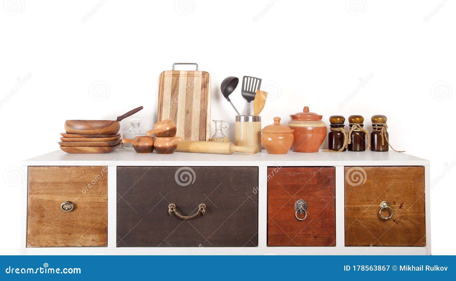 Chest of Drawers on the Kitchen Stock Image - Image of home, ladle ...