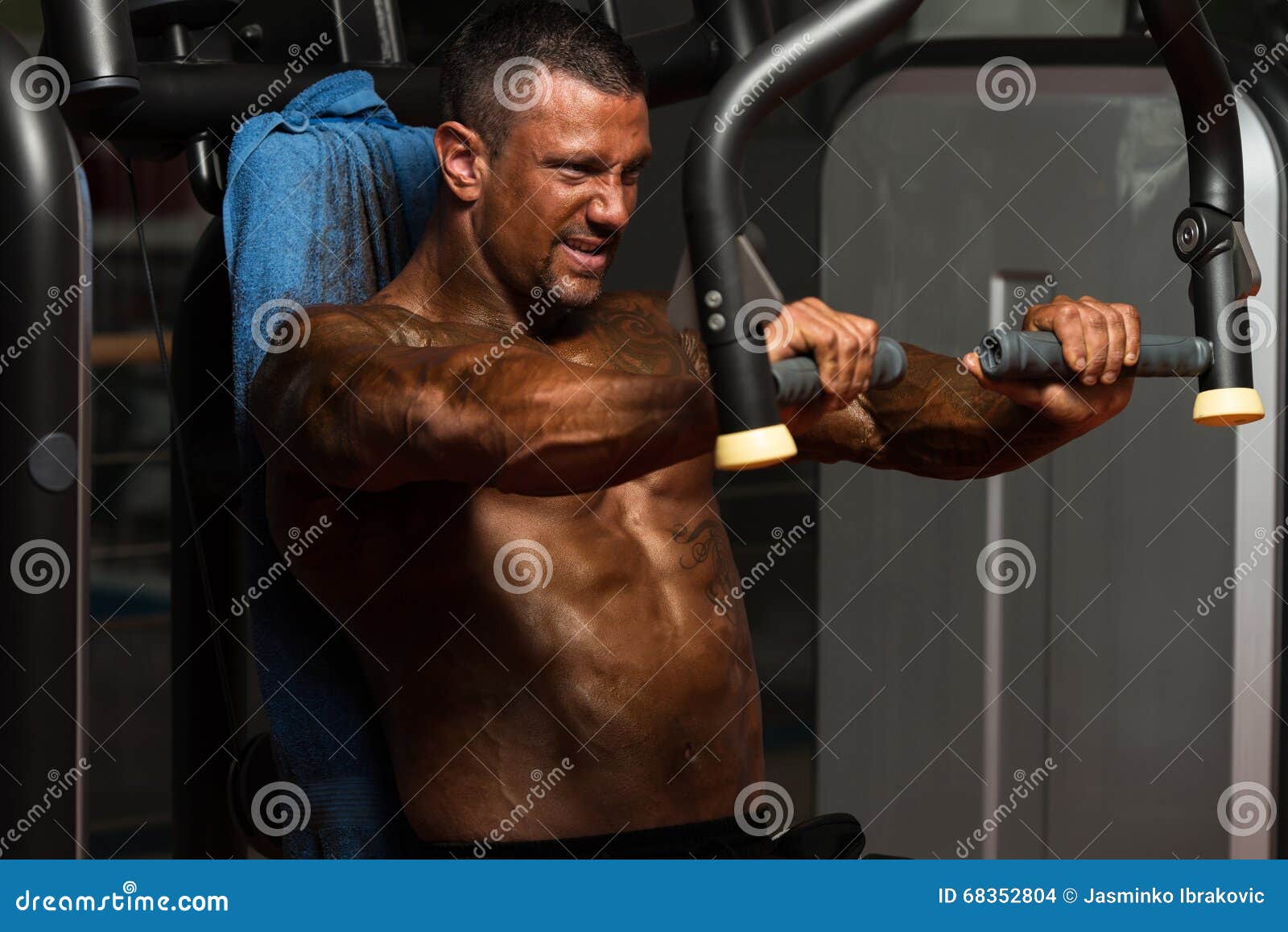 Chest Exercises on a Machine Stock Photo - Image of caucasian ...