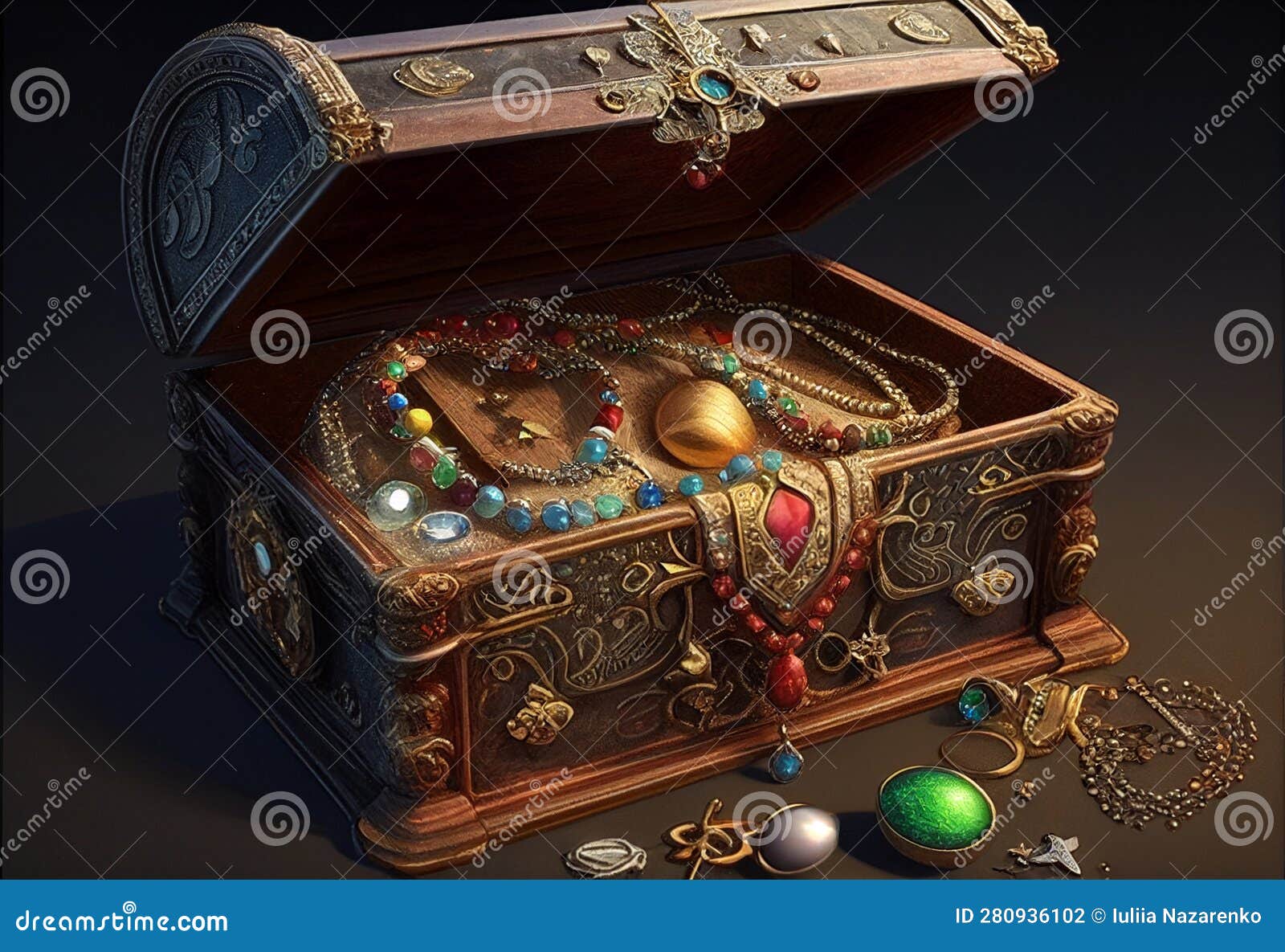 Chest with Gems, Jewelry and Coins. AI Generated Stock Photo - Image of ...