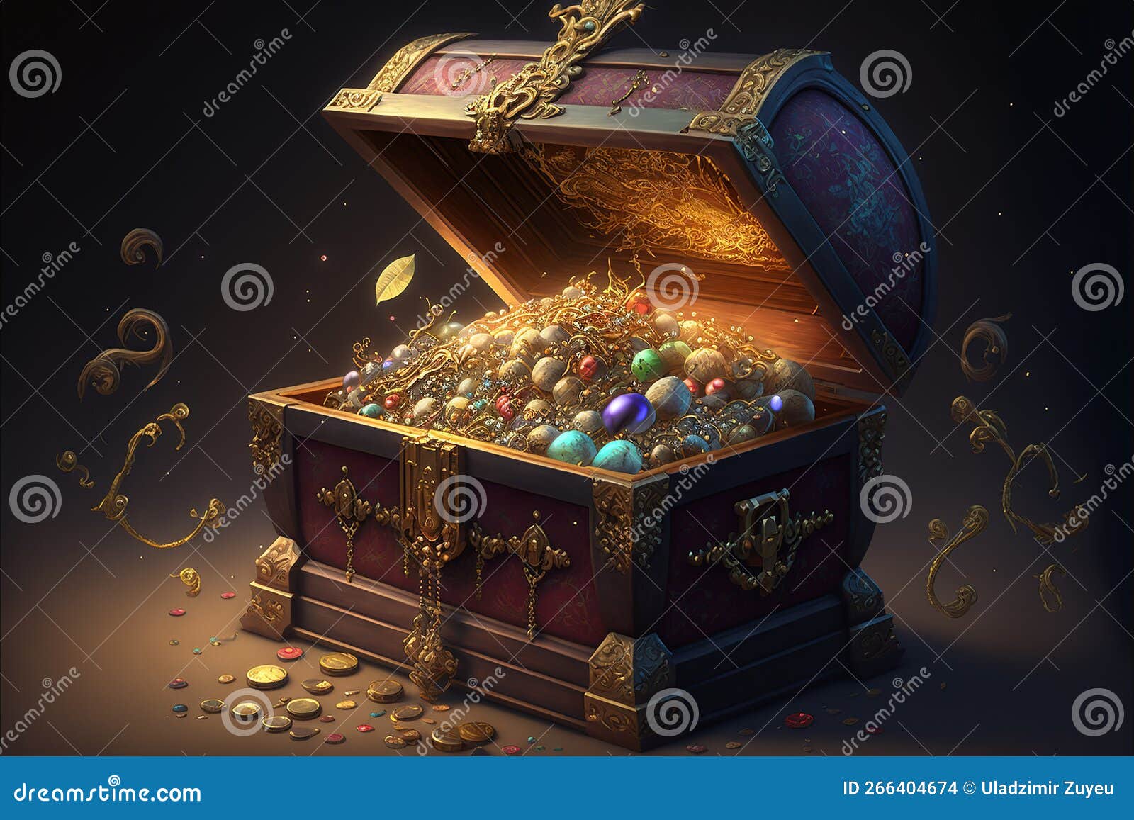 Chest with Gold and Treasures. Created with Generative Ai Technology ...