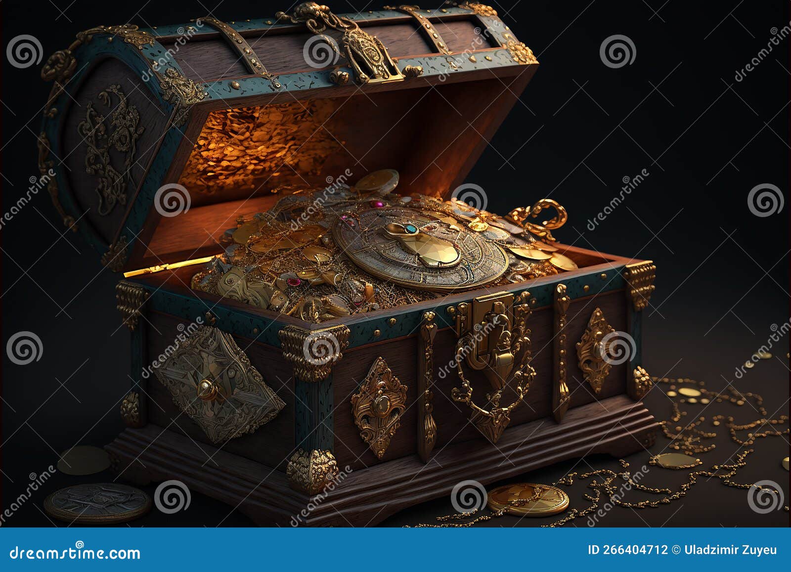 Chest with Gold and Treasures. Created with Generative Ai Technology ...