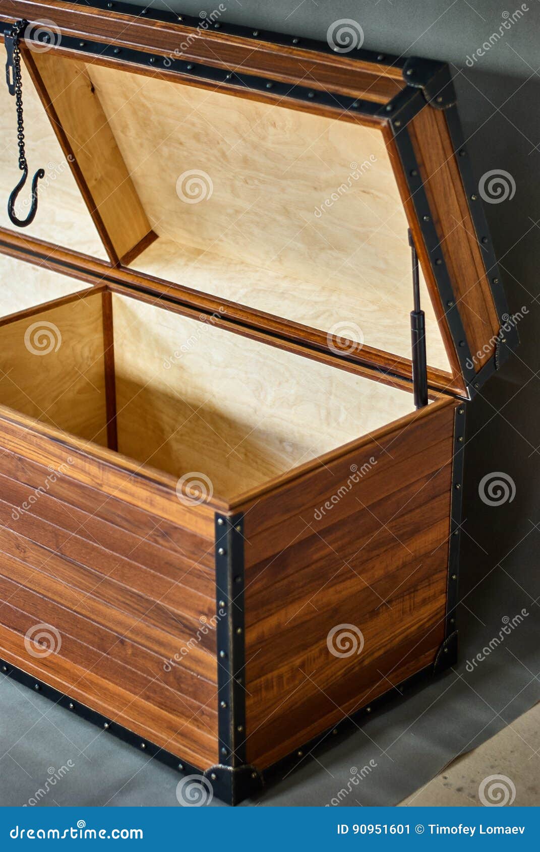 Solid Teak Chest. Wooden Storage Chest With Lift Gas Spring. Open Top ...