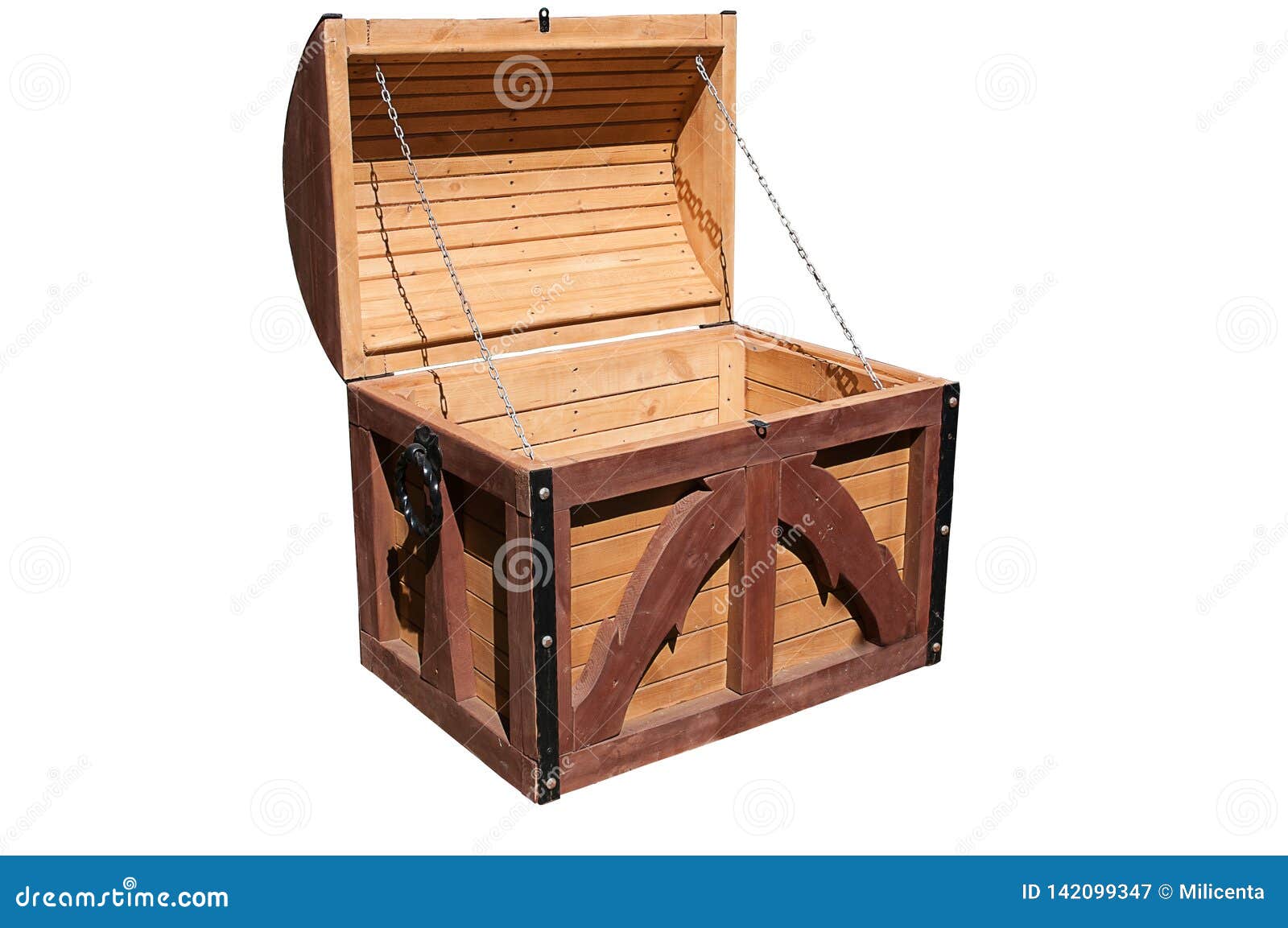 Chest with Open Lid on White Background Stock Image - Image of metal ...
