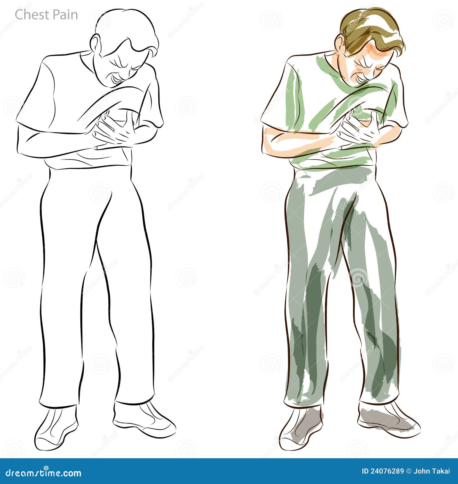 Man Having Chest Pain In The Upper And Middle Rib Cage, Cartilage ...