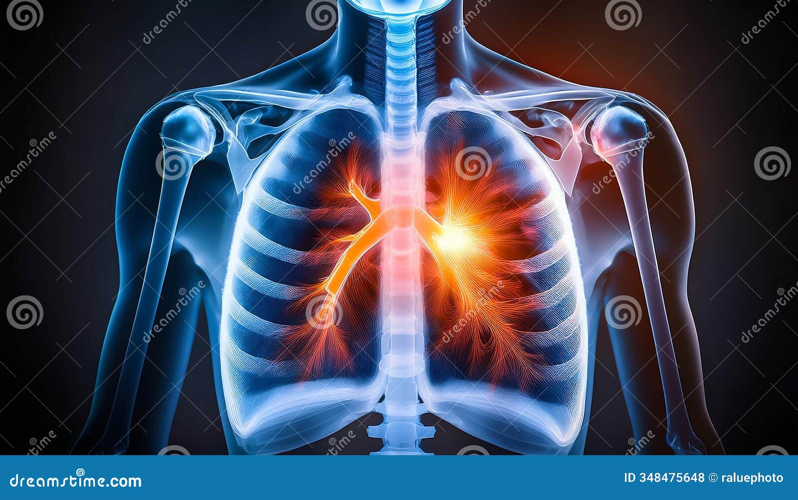 A Chest X-ray Shows an Illuminated Area, Possibly Indicating a Medical ...